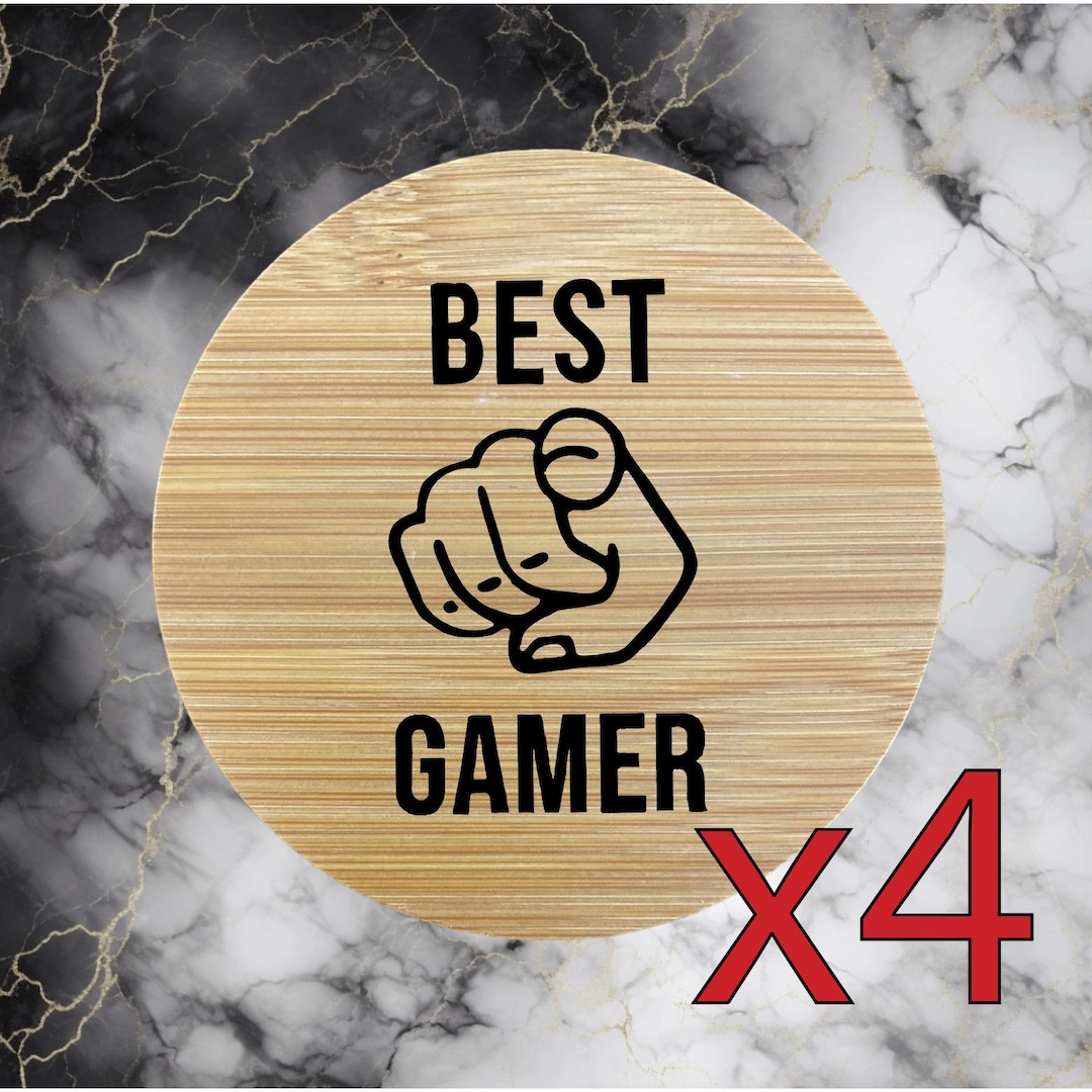 Best Gamer X4 Bamboo Coasters Drink Natural Wood Home Decor Lounge ...