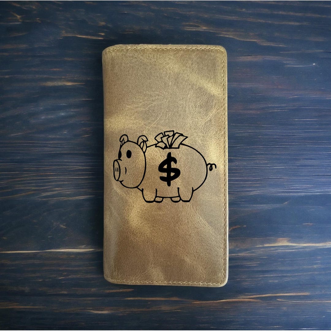 Piggy Bank Rodeo Wallet Cowboy Western Buffalo Leather Premium Money ...
