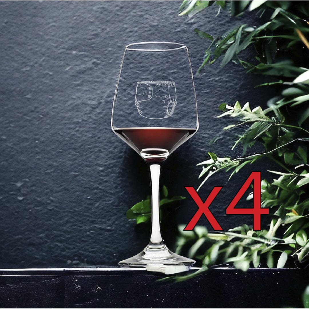 Diaper Wine Glasses X4 Premium 12 Oz Personalize Baby Child Gift NEW - Etsy