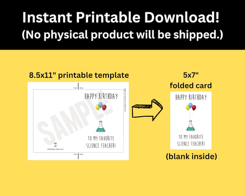 Science Teacher Birthday Card Printable Happy Birthday Card - Etsy