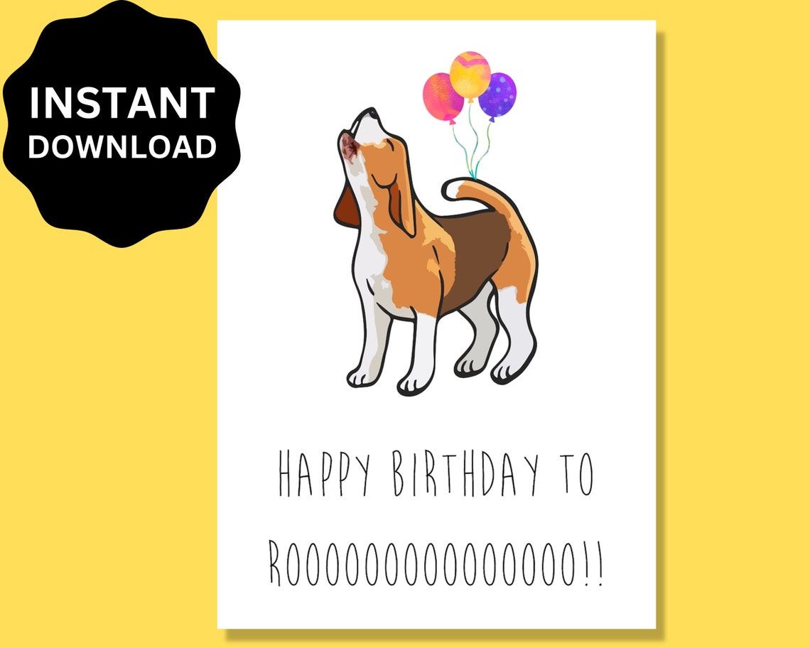 Printable Funny Cute Happy Birthday Card for Dog Lover | Downloadable ...