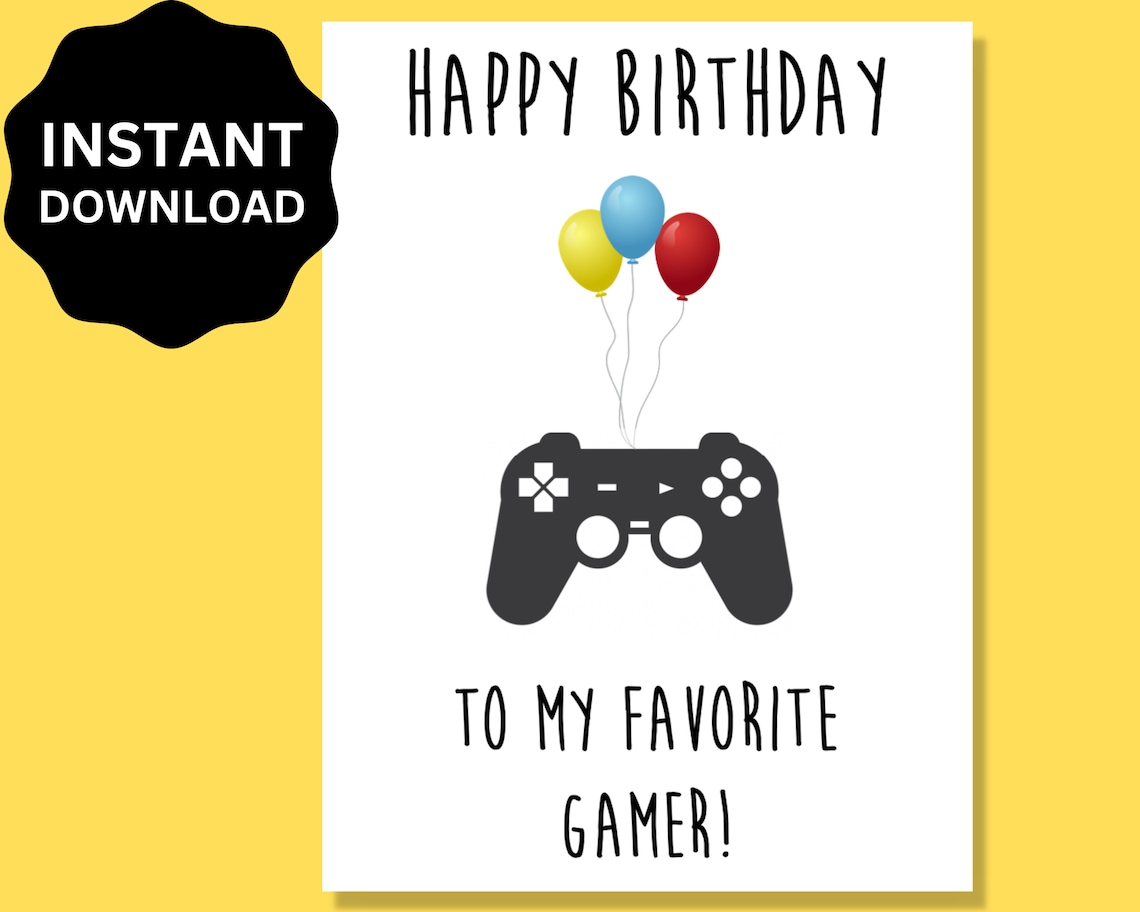 Printable Happy Birthday Card for Gamer, Video Game | Downloadable - Etsy