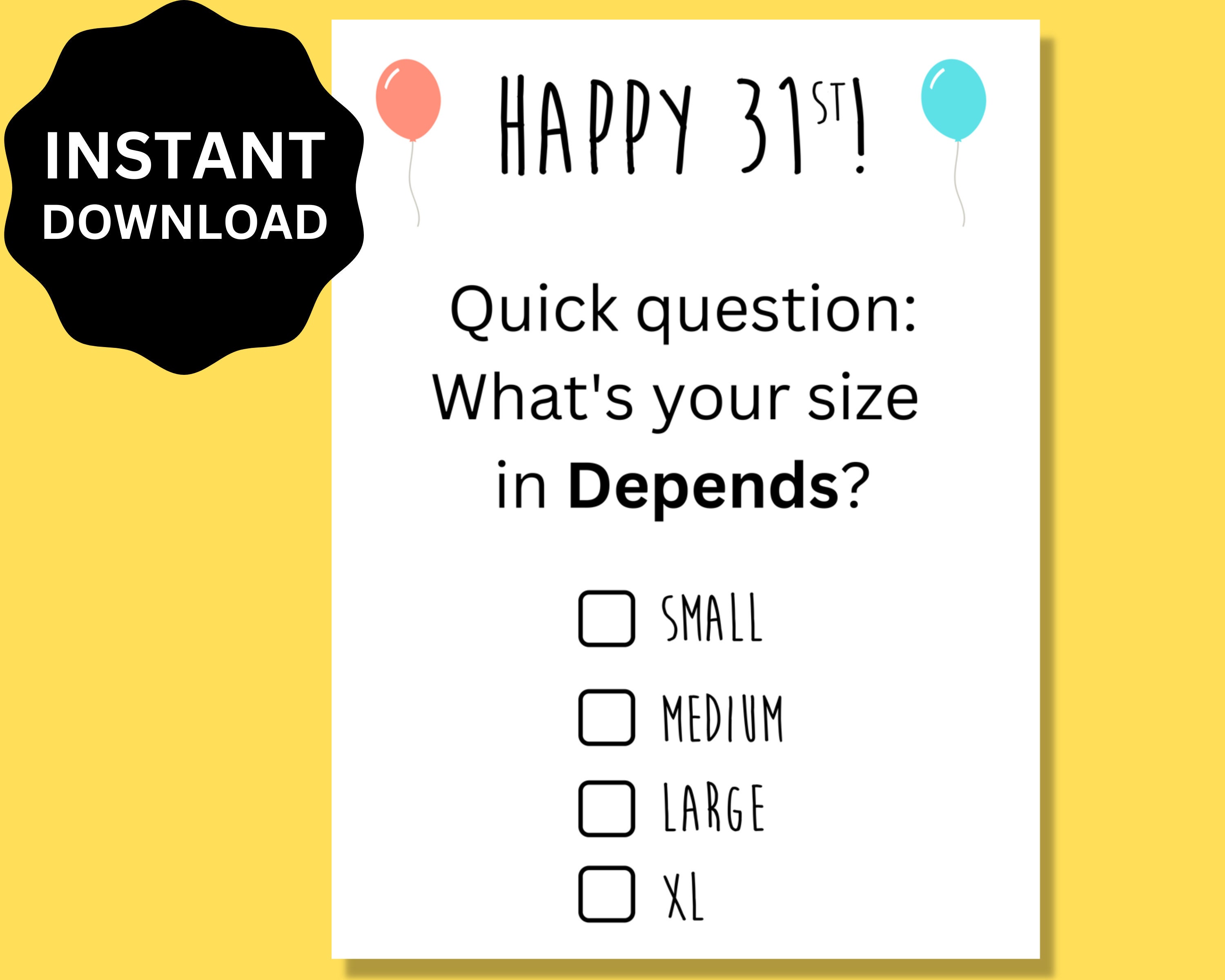 Funny 31st Birthday Card, 31 Birthday Card, Printable Downloadable ...