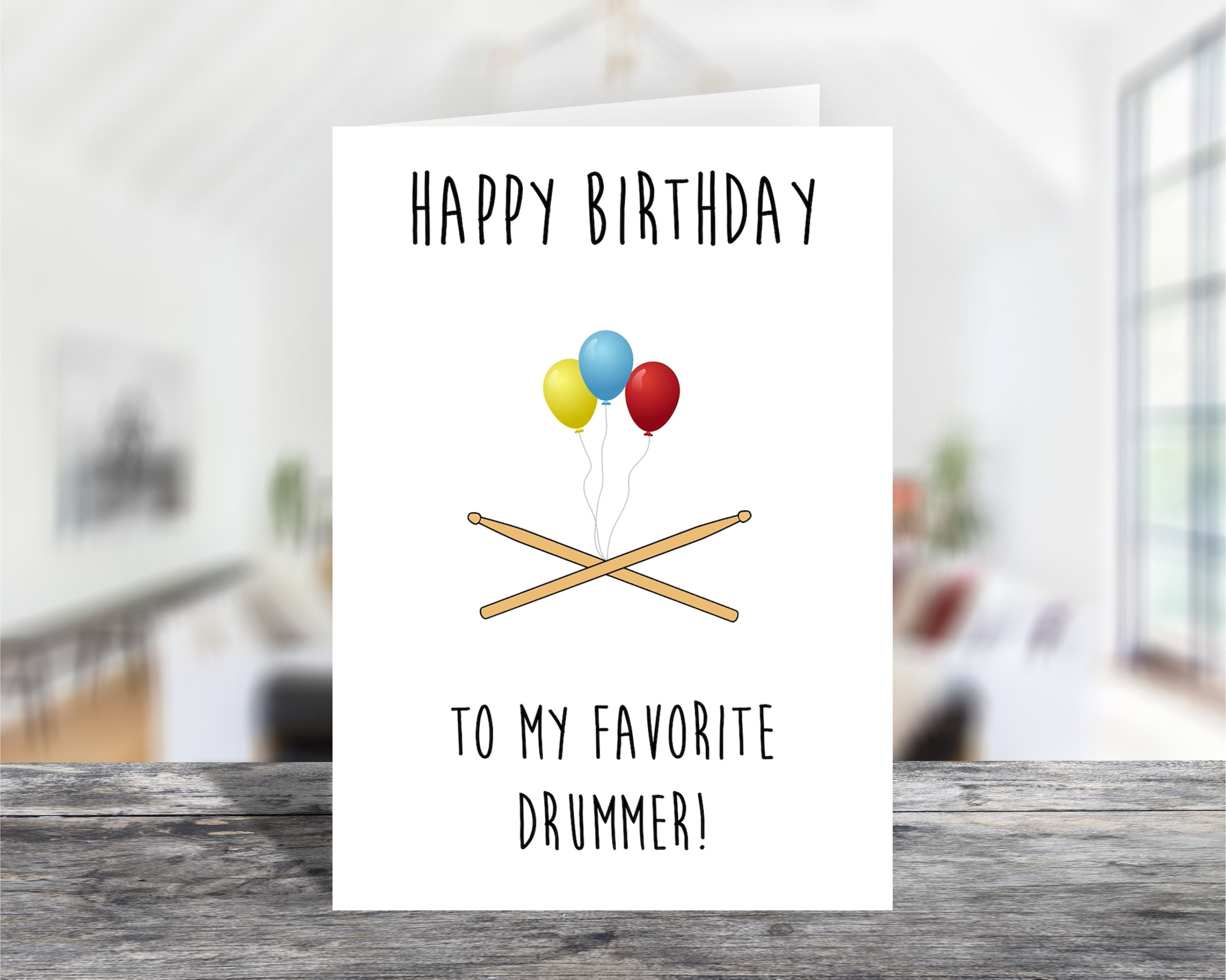 Drummer Birthday Card Printable | Happy Birthday Card for Drummer ...