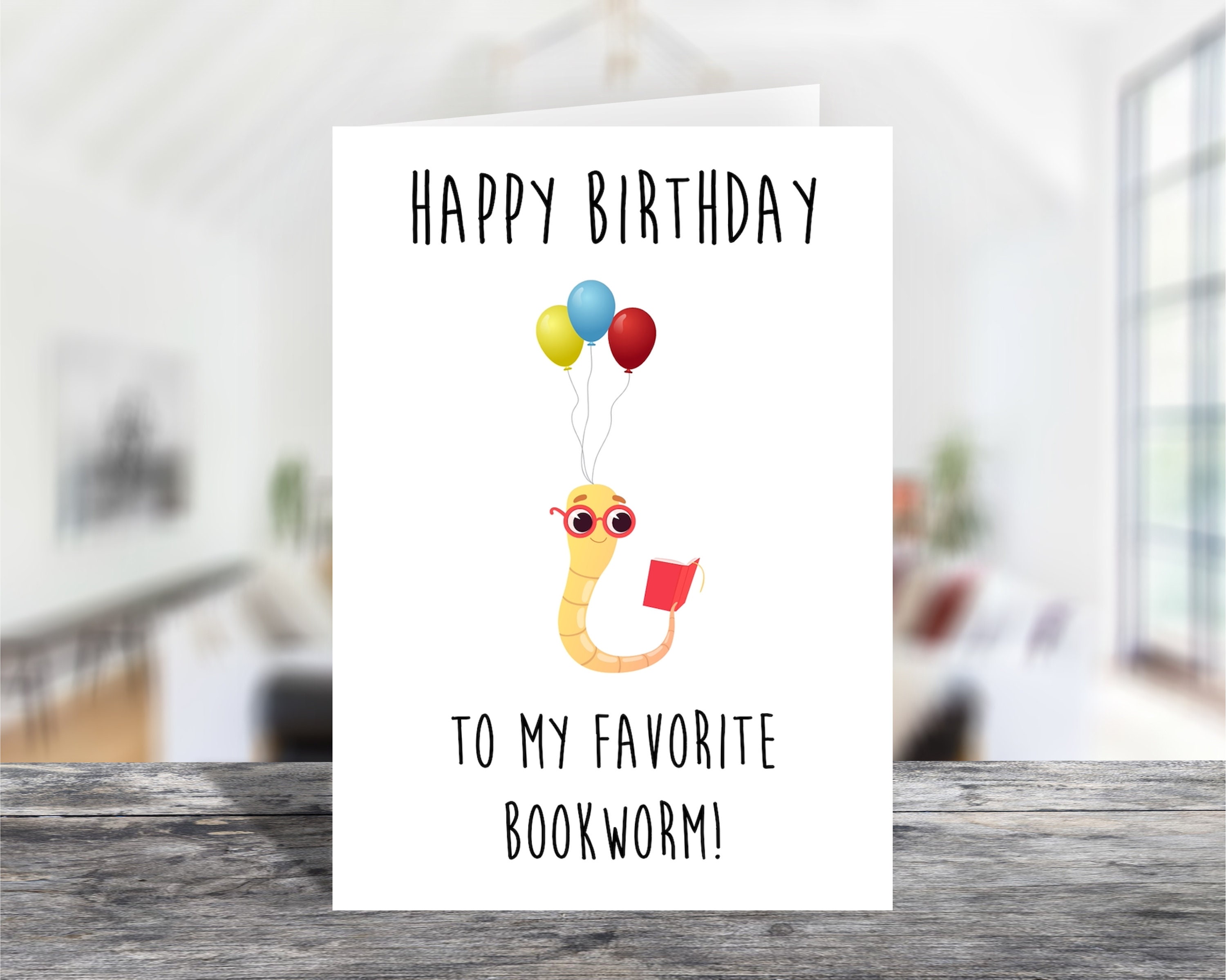 Reader Birthday Card Printable | Happy Birthday Card for Bookworm ...