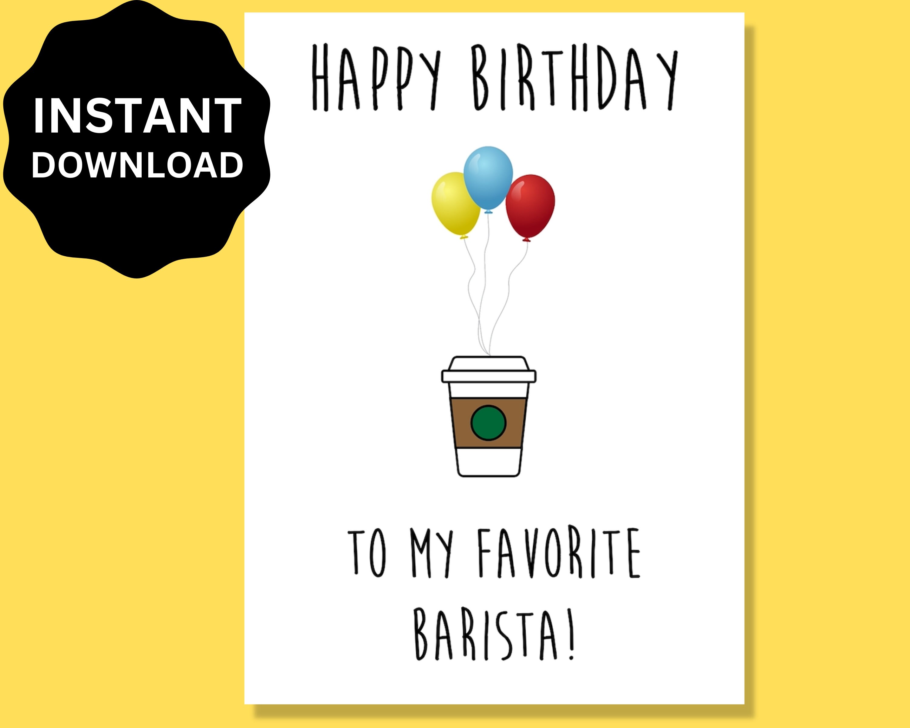 Barista Birthday Card Printable | Happy Birthday Card for Barista ...
