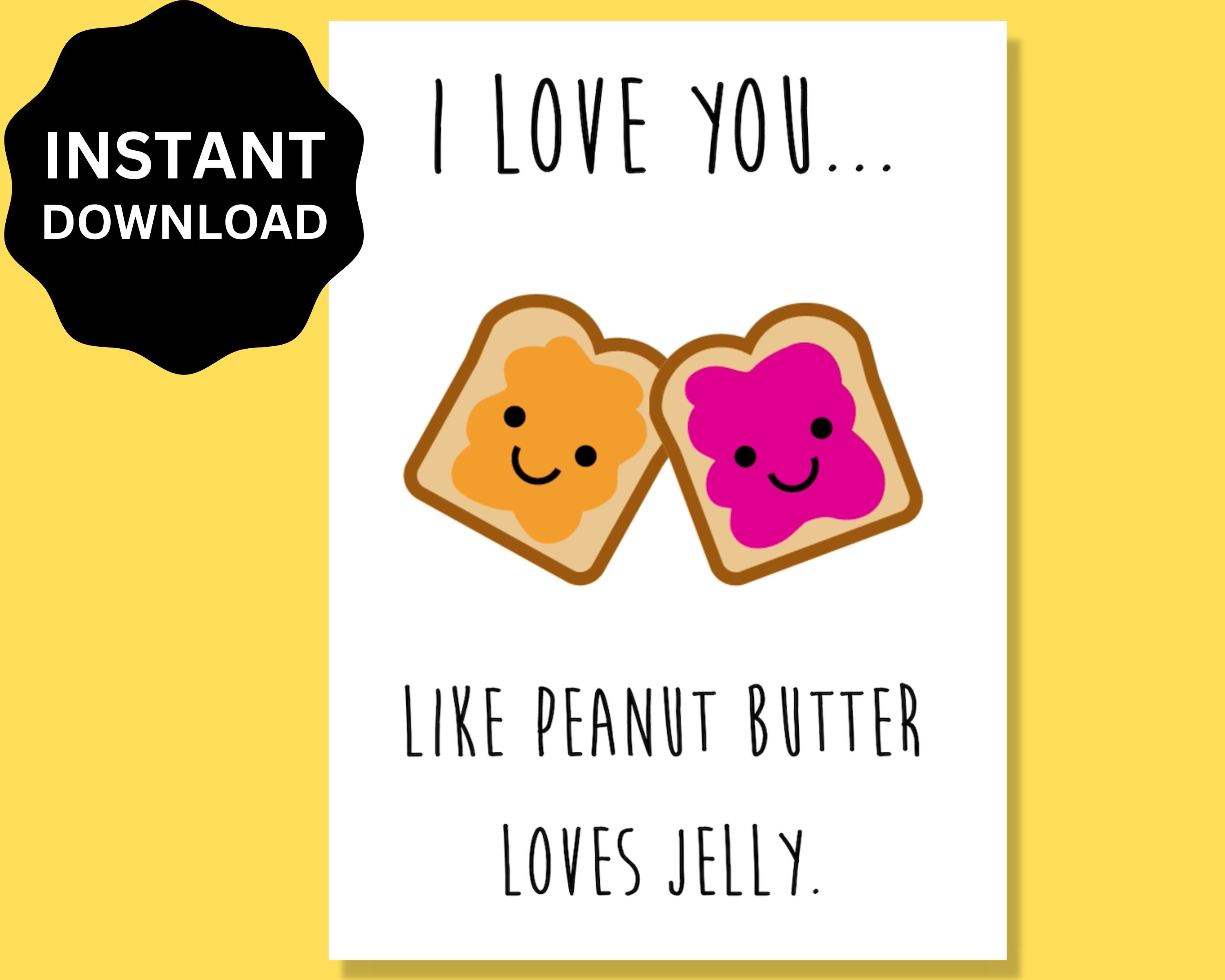 Printable Peanut Butter and Jelly Happy Anniversary Card, Downloadable ...