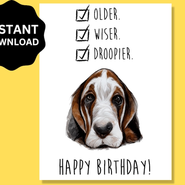 Printable Basset Hound Birthday Card - Etsy