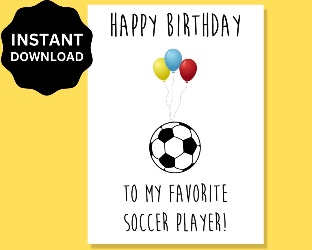 Soccer Birthday Card Happy Birthday Card for Soccer Player - Etsy