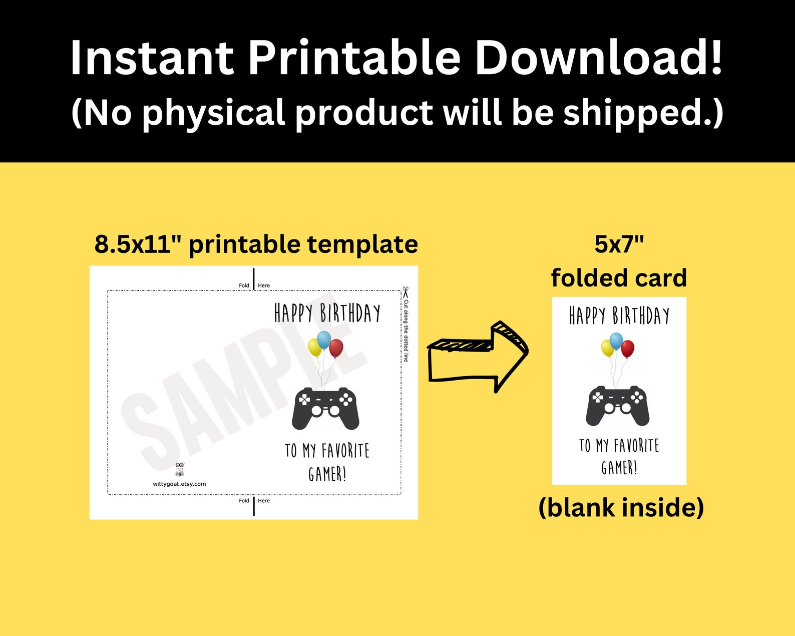 Printable Happy Birthday Card for Gamer, Video Game | Downloadable - Etsy