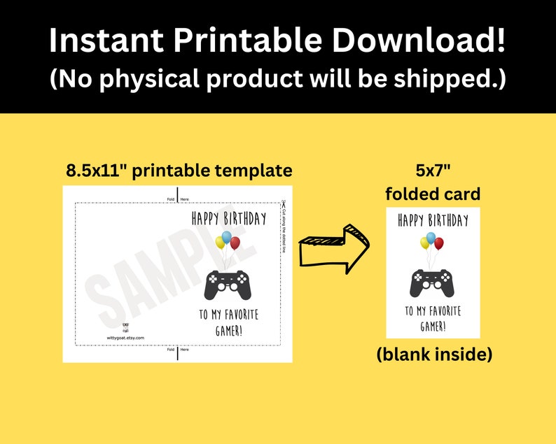 Printable Happy Birthday Card for Gamer, Video Game | Downloadable - Etsy