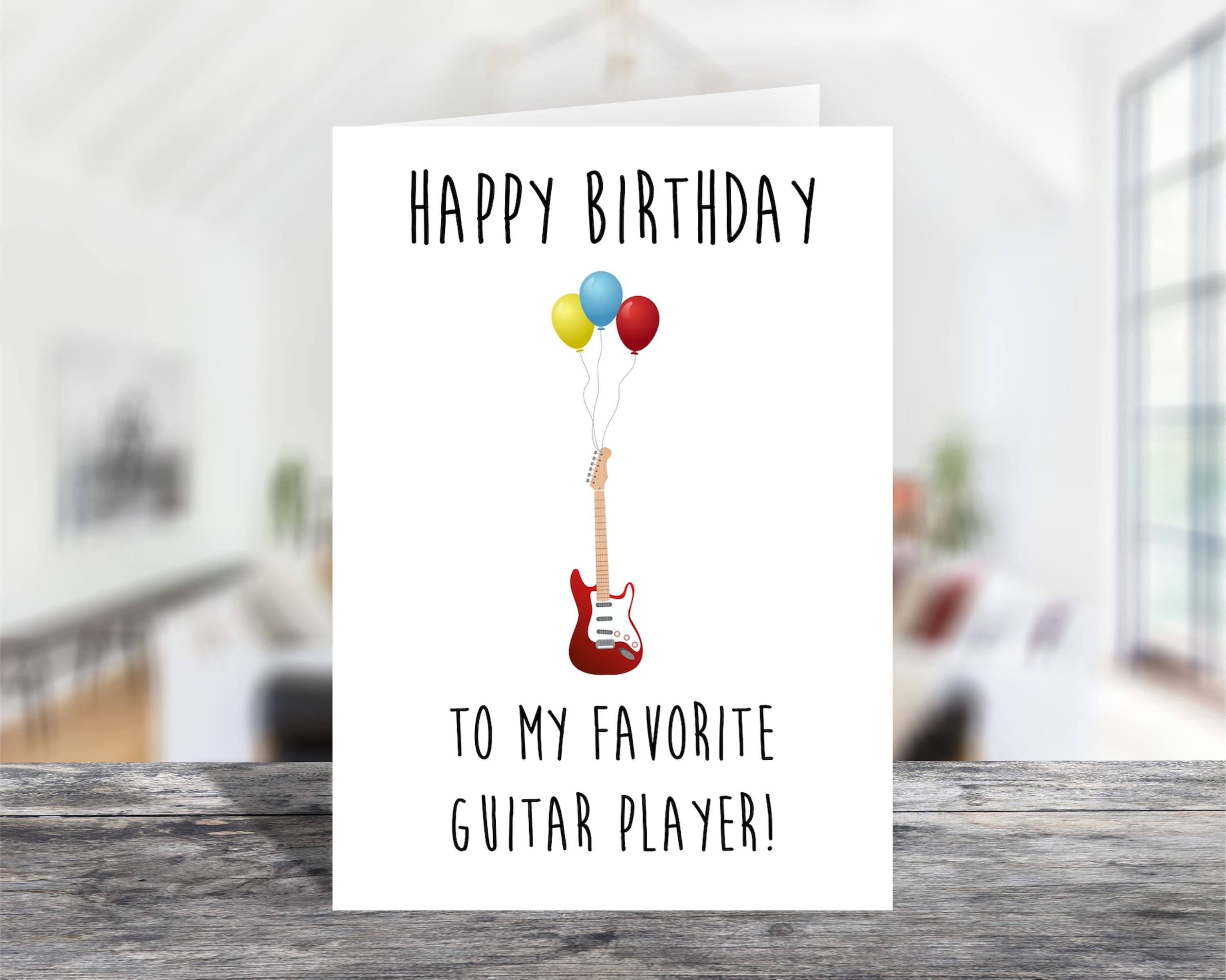 Guitar Player Birthday Card Printable | Happy Birthday Card for Guitar ...