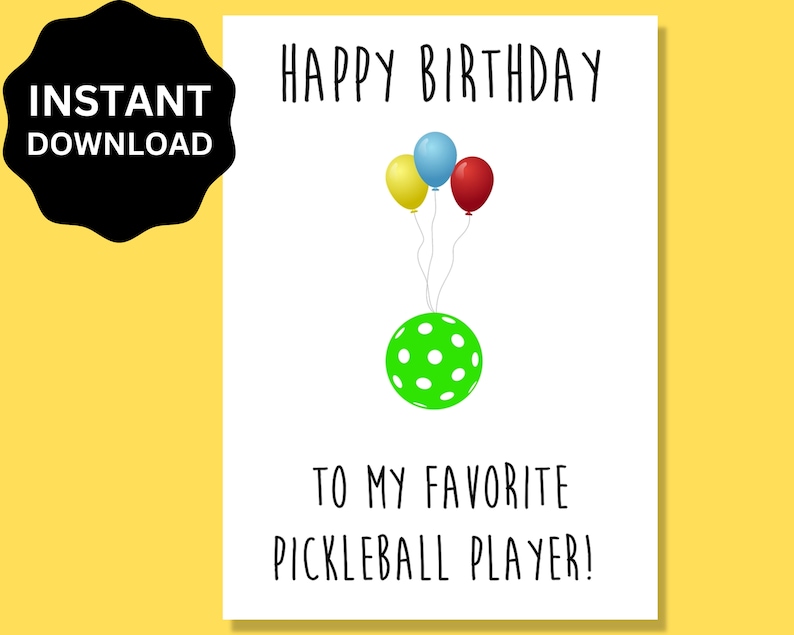 Pickleball Birthday Card | Happy Birthday Card for Pickleball Player ...