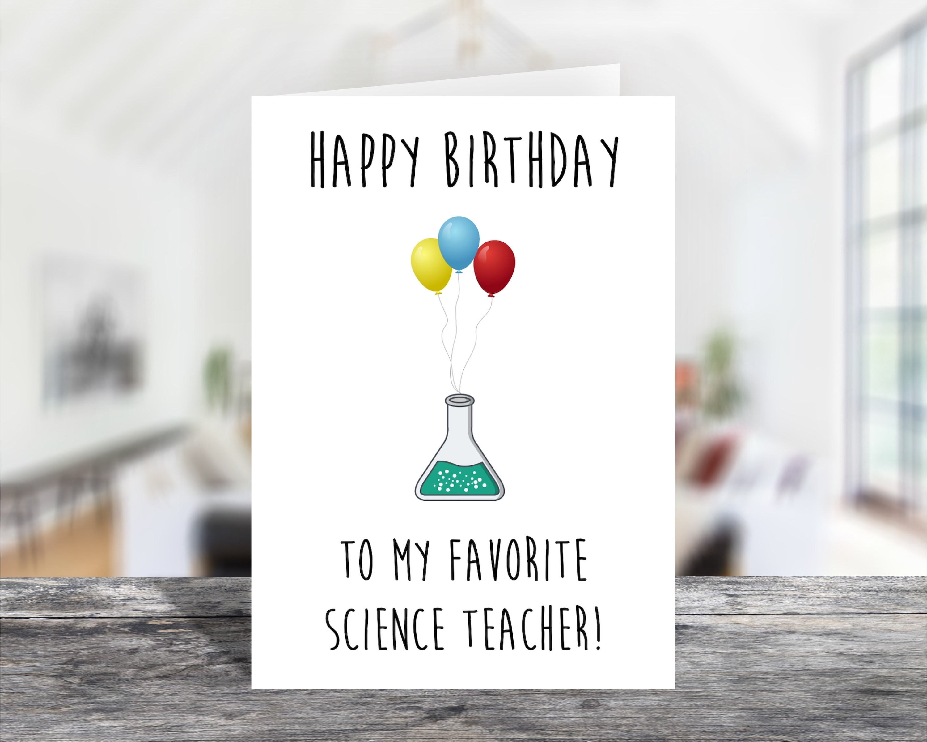 Science Teacher Birthday Card Printable Happy Birthday Card for Science ...