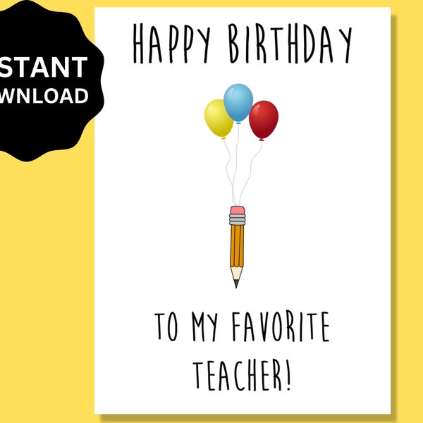 Teacher Birthday Card - Etsy
