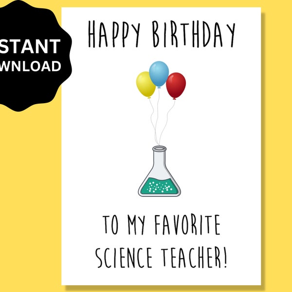Science Teacher Birthday Card - Etsy