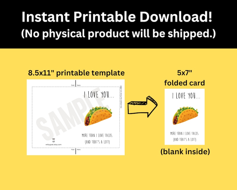 Printable Taco Happy Anniversary Card, Downloadable, Funny Wedding ...