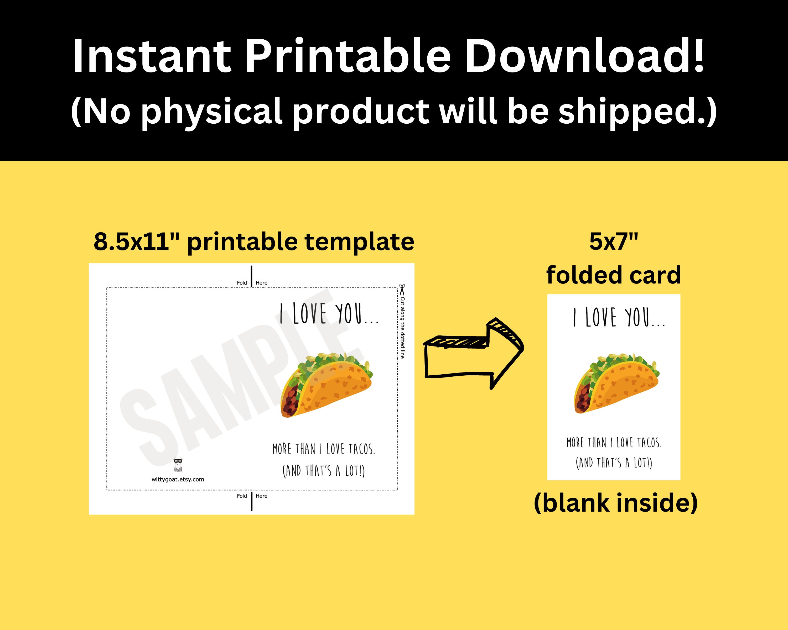 Printable Taco Happy Anniversary Card, Downloadable, Funny Wedding ...