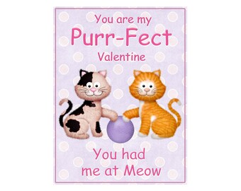 DIY Print for Kids Bundle, Printable Valentines, Cat, Valentine ...