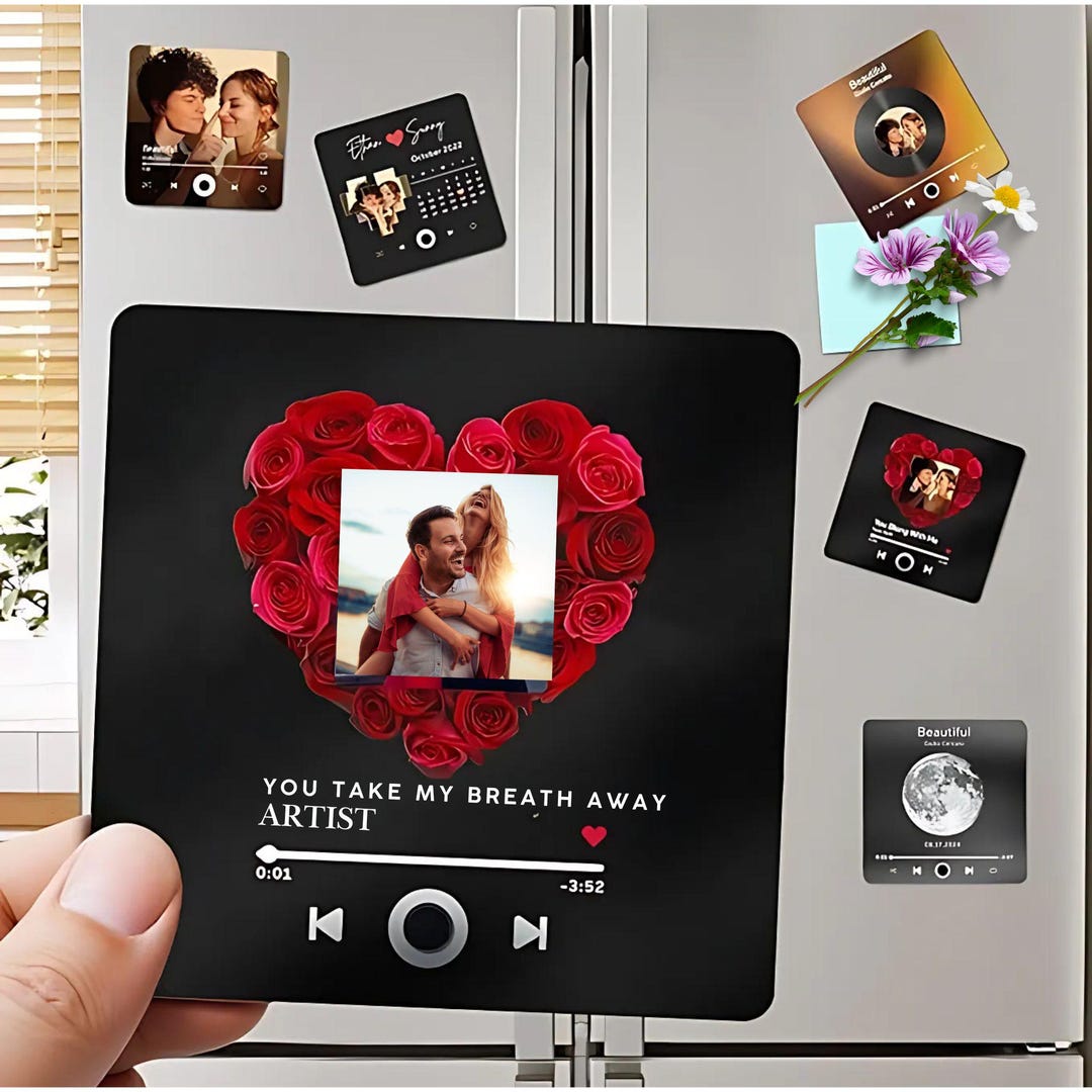 Custom Music Fridge Magnet With Photo Personalized Music Refrigerator ...