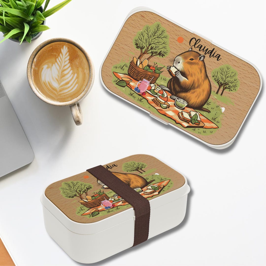 Custom Name Cute Capybara Bento Lunch Box Gift for Coworker ...