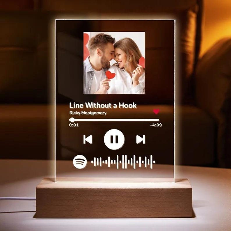 Custom Music Plaque With Memento Photo Night Light Acrylic Plaque ...