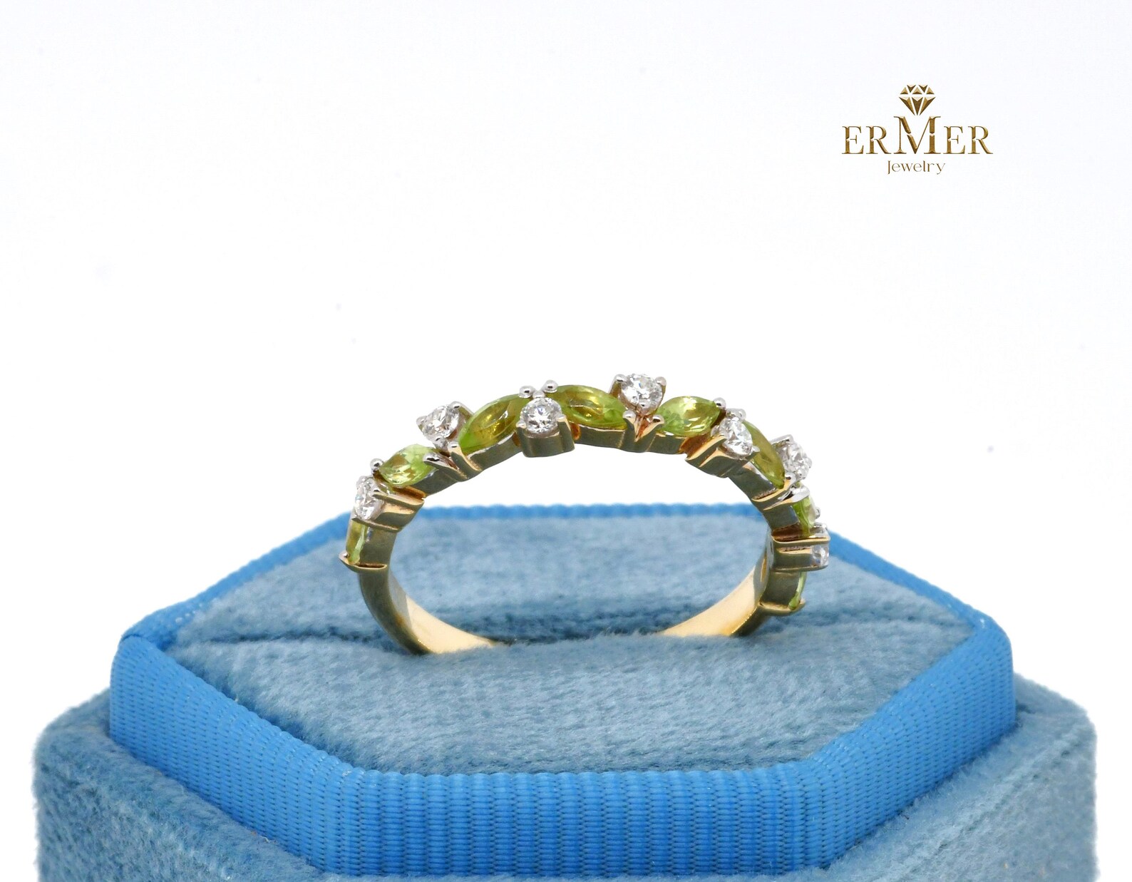 Custom Eternity Band. Eternity Ring, Moissanite, Natural Stones, 18K ...
