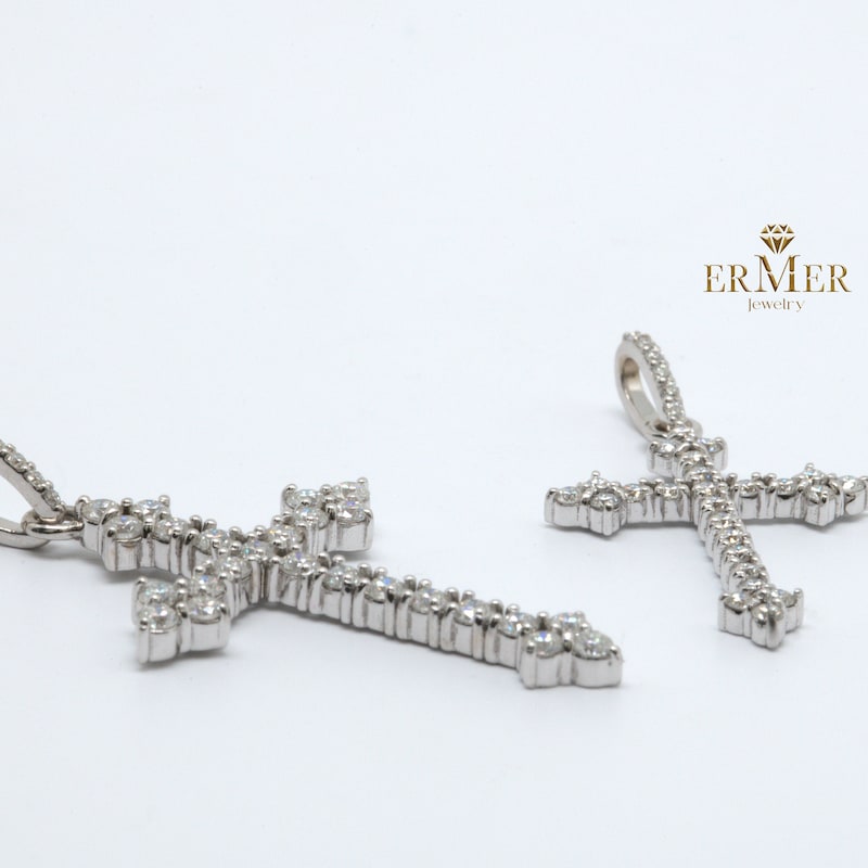 White Gold Cross - Etsy