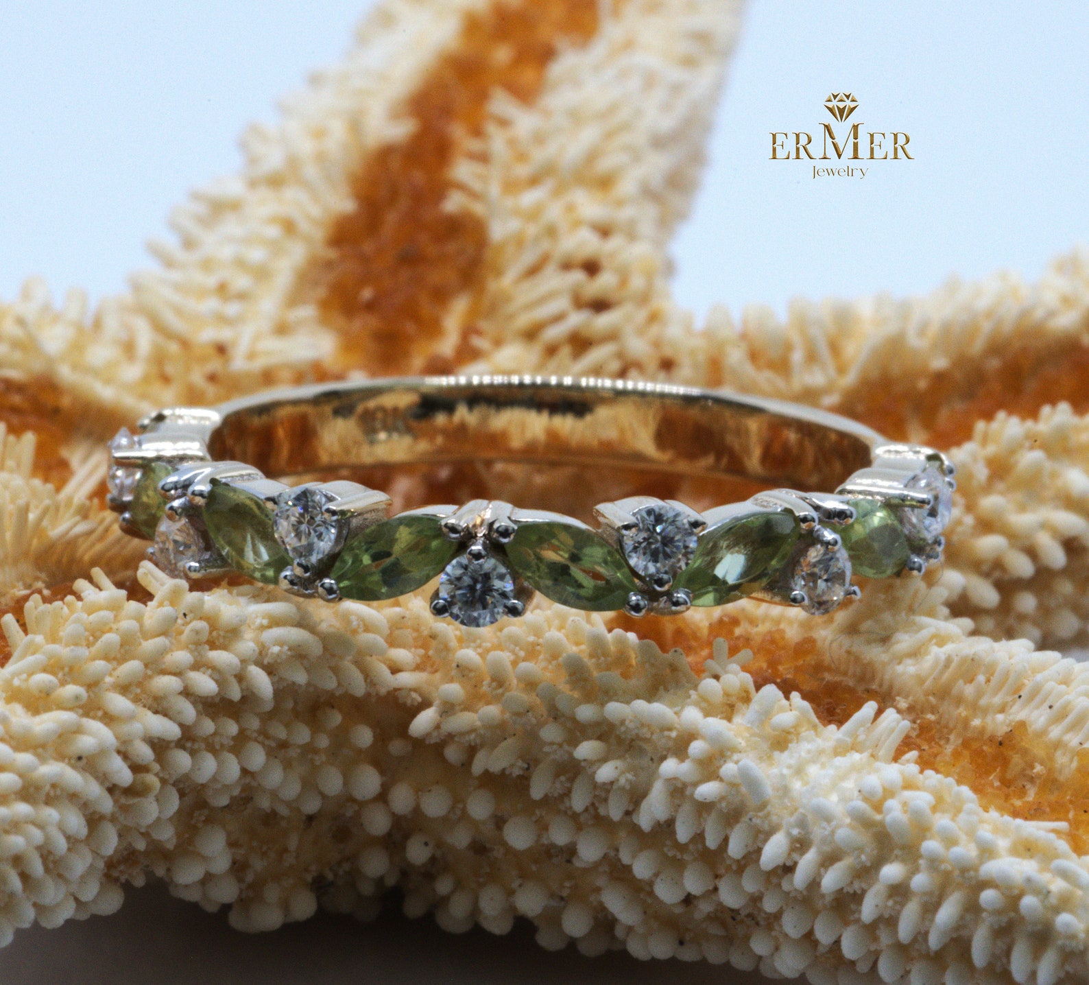 Custom Eternity Band. Eternity Ring, Moissanite, Natural Stones, 18K ...