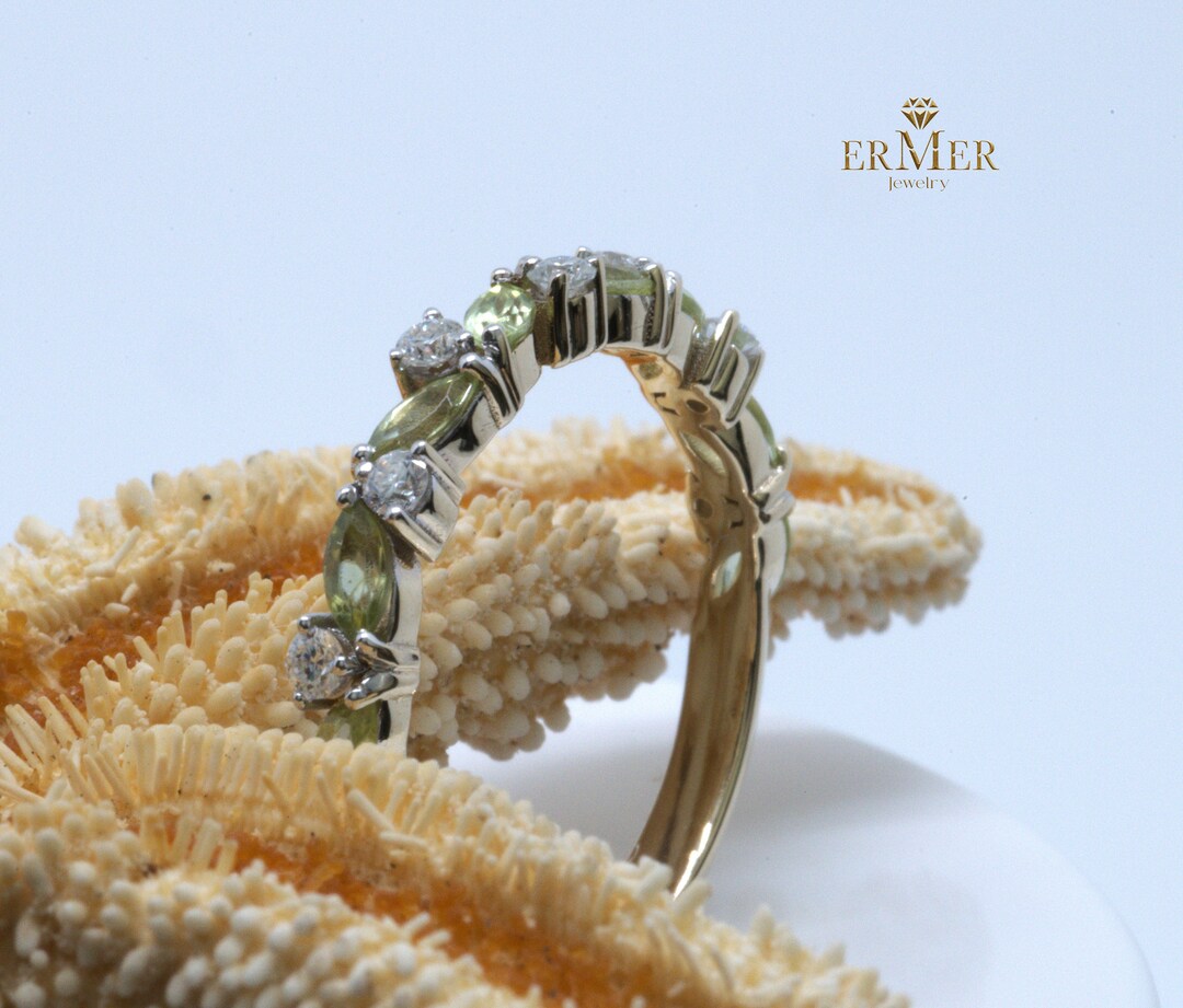 Custom Eternity Band. Eternity Ring, Moissanite, Natural Stones, 18K ...