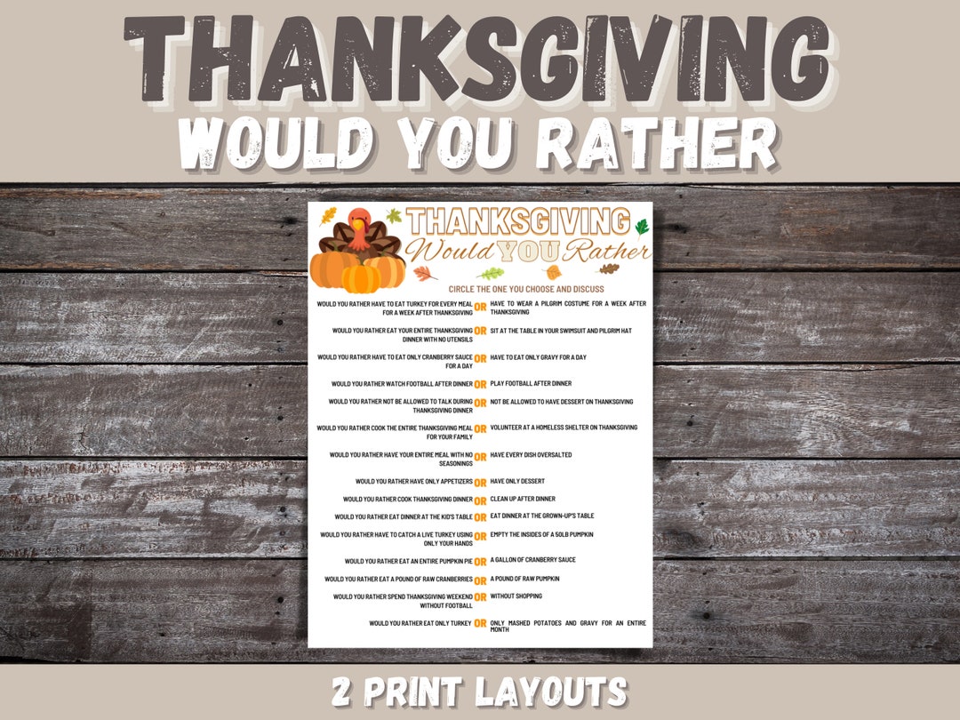 Thanksgiving Would You Rather Thanksgiving Game thanksgiving Game for ...