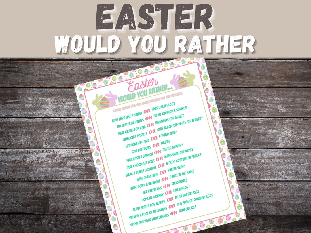 Easter Would You Rather Printable Easter Game Easter Activity for Kids and Adults Easter Party ...