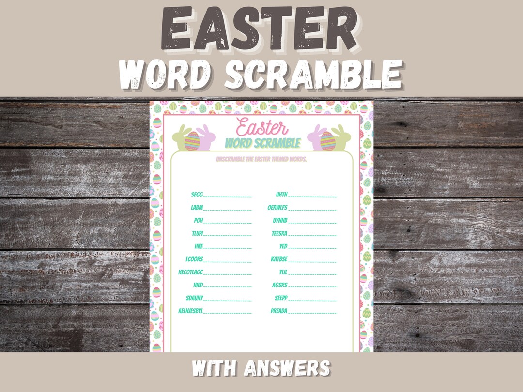 Easter Word Scramble Printable Easter Game Easter Activity for Kids and ...
