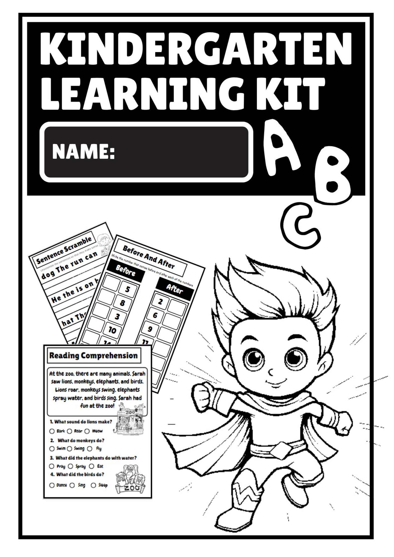 Kindergarten Learning Bundle | Printable Worksheets for ABC, 123 ...