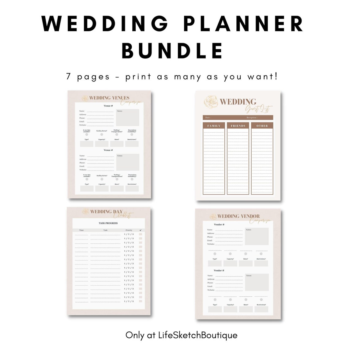 Wedding Planner Pages | Bundle | PDF - Etsy