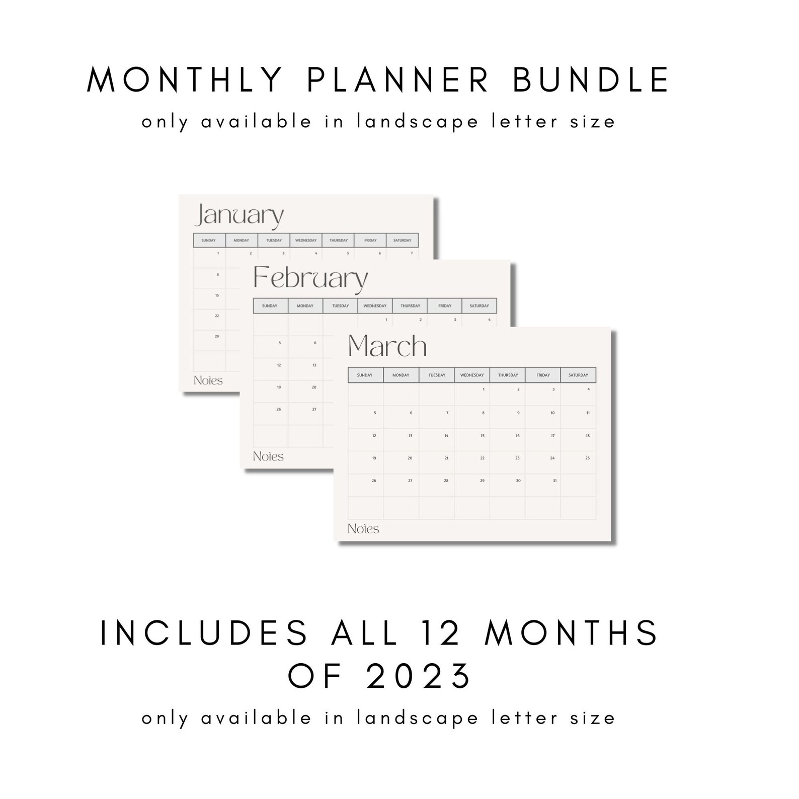 2023 Minimalist Printable Calendar PDF - Etsy