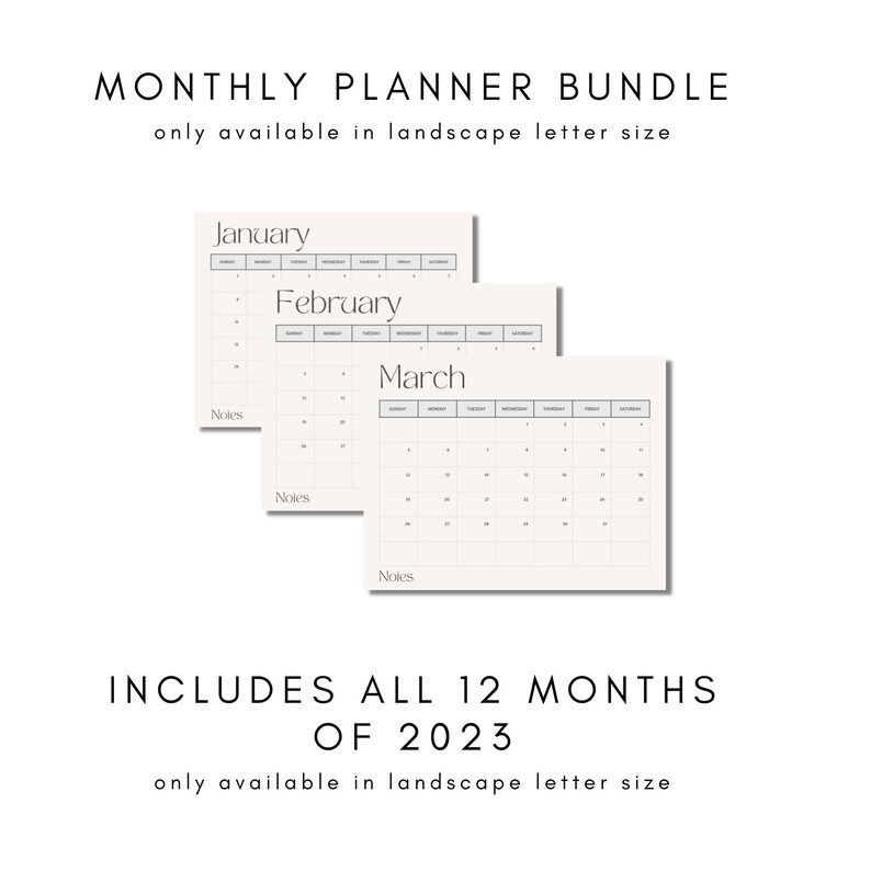 2023 Minimalist Printable Calendar PDF - Etsy