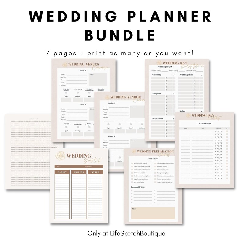 Wedding Planner Pages | Bundle | PDF - Etsy