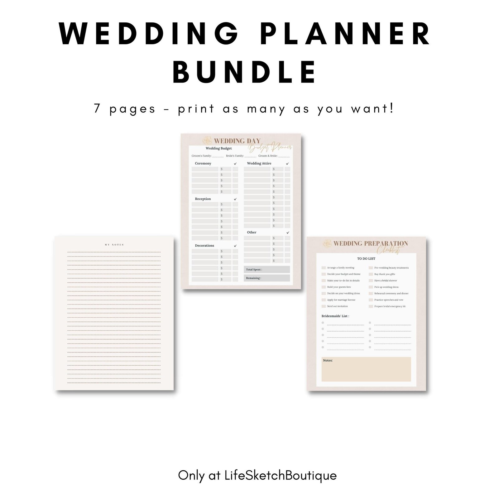 Wedding Planner Pages | Bundle | PDF - Etsy
