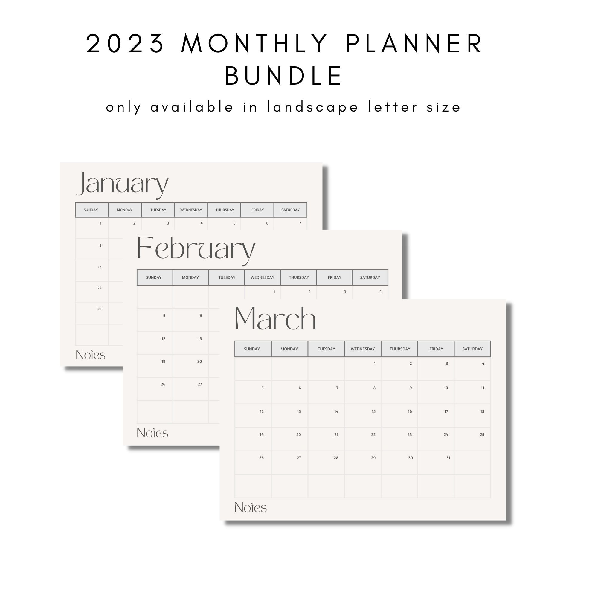 2023 Minimalist Printable Calendar PDF - Etsy