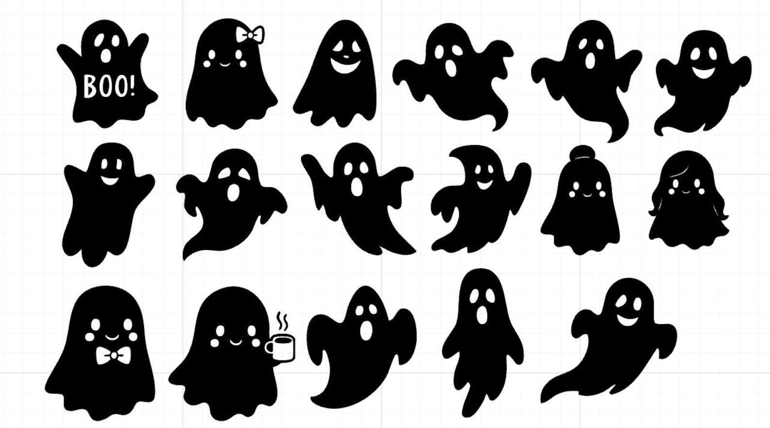 Halloween SVG Bundle: Bats, Ghosts, Witches, Skeletons (digital ...