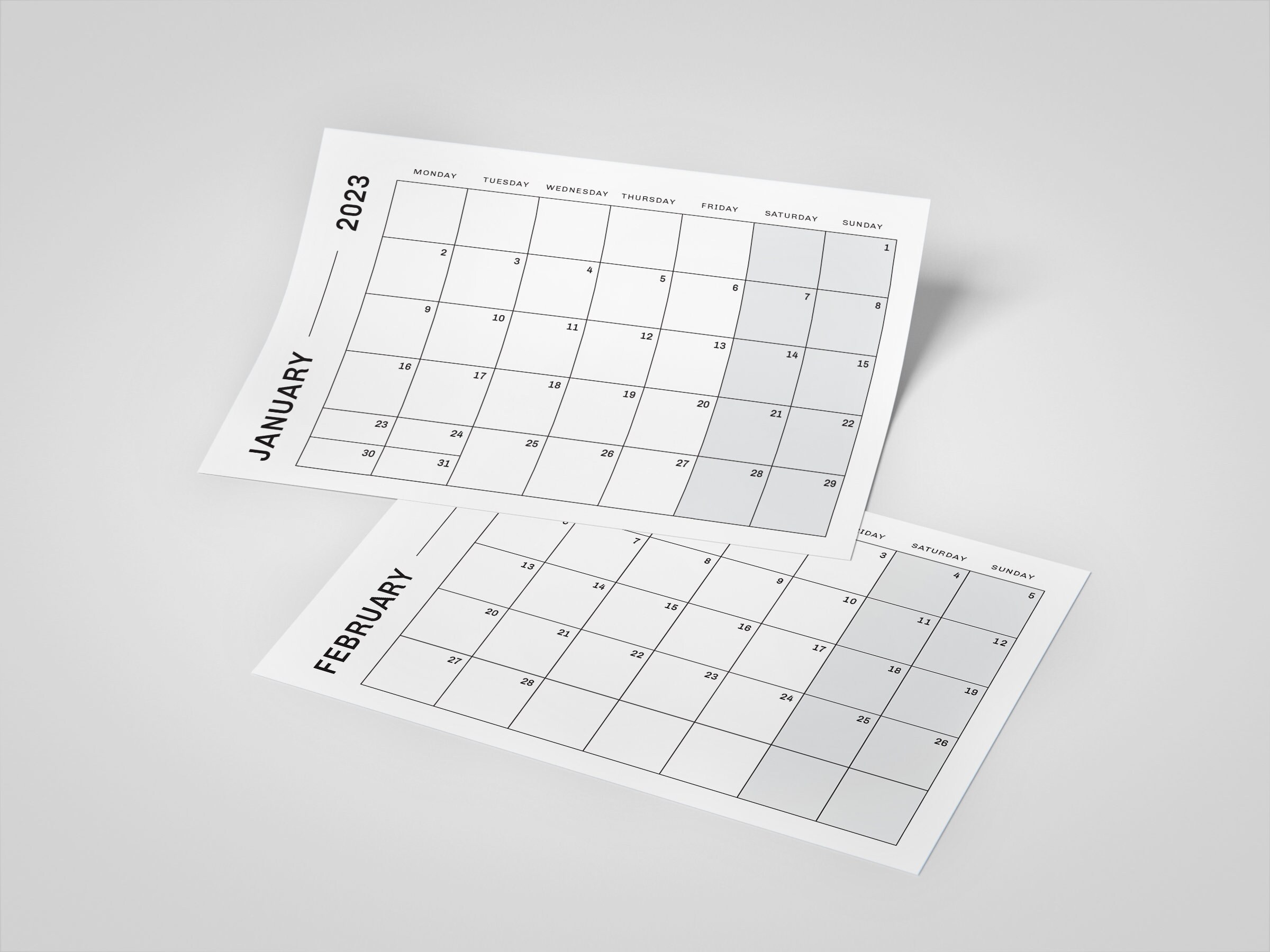 Printable Minimalist Calendar 2023 | Letter Size - Etsy