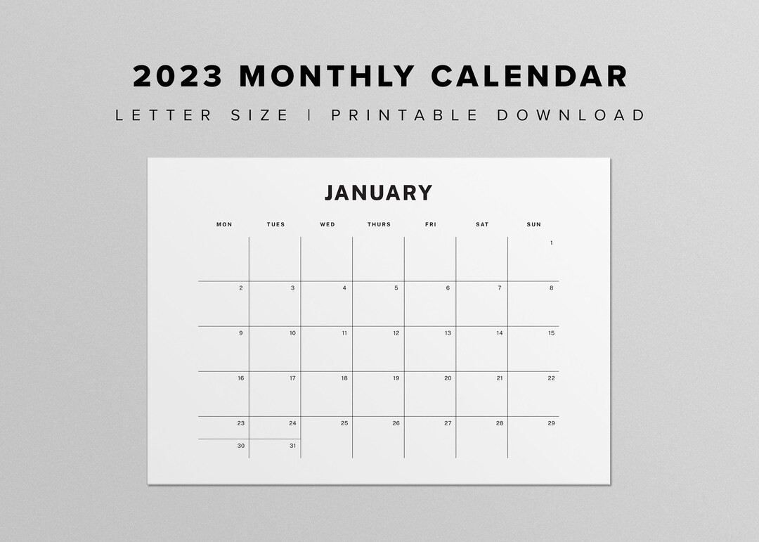 Printable Minimalist Calendar 2023 | Letter Size - Etsy