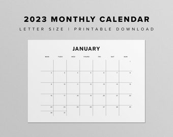 Printable Minimalist Calendar 2023 | Letter Size - Etsy