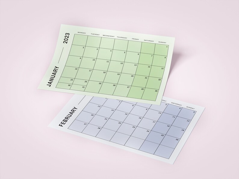 Printable Minimalist Pastel Calendar 2023 | Letter Size - Etsy