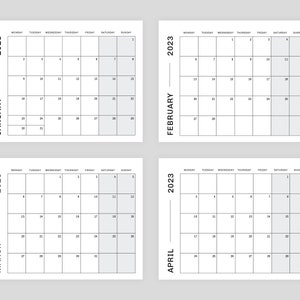 Printable Minimalist Calendar 2023 | Letter Size - Etsy