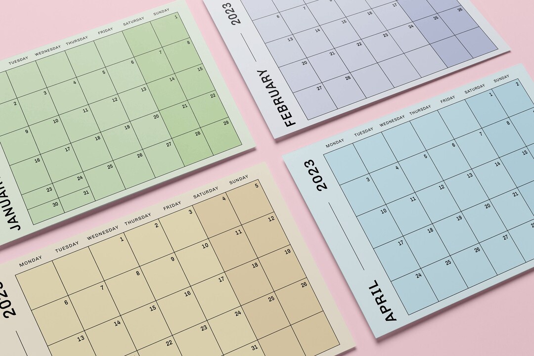 Printable Minimalist Pastel Calendar 2023 | Letter Size - Etsy