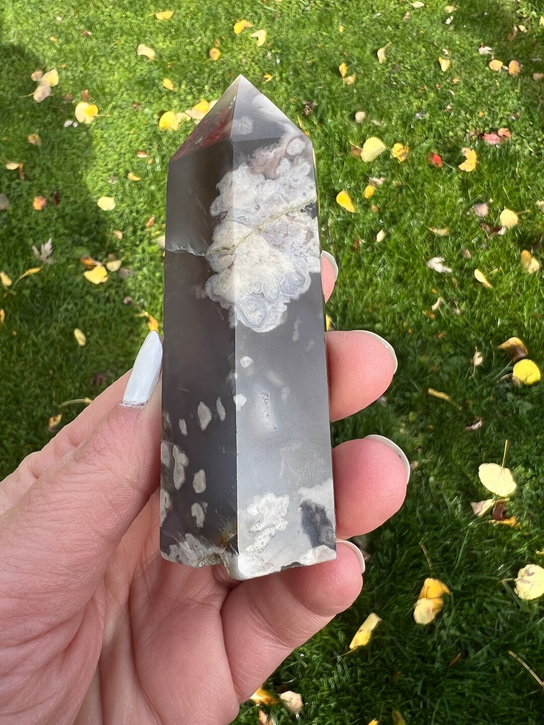 Black Flower Agate Tower, Cherry Blossom Flower Agate, Home Decor, Blue ...