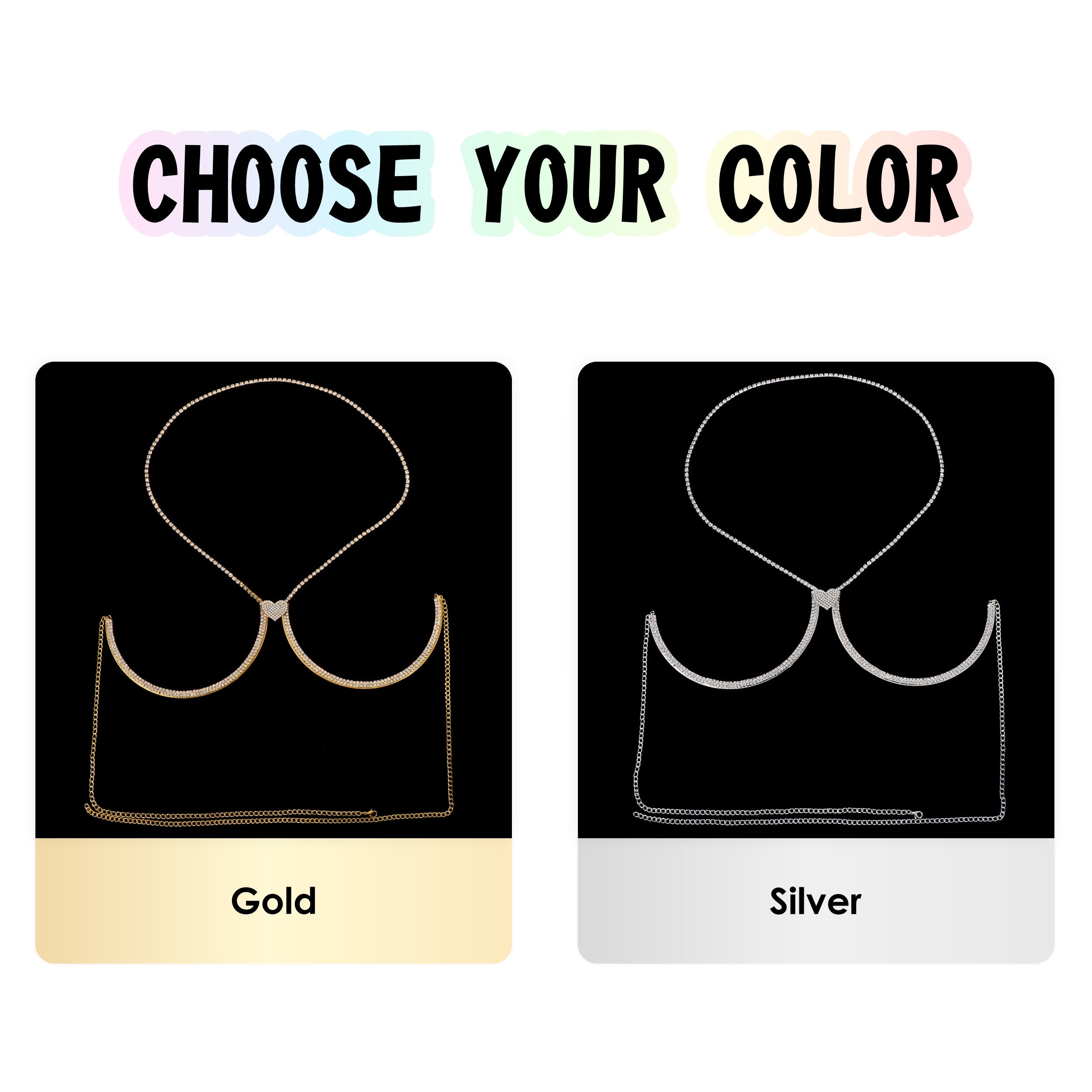 Heart Bracket, Bra Chain, Chest Bracket Bra, Chest Jewelry, Rhinestone ...