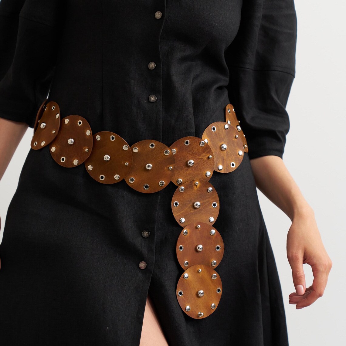Disc Belt Boho, Leather Boho Belts, Cowboy Belt for Women, Circle Belt ...